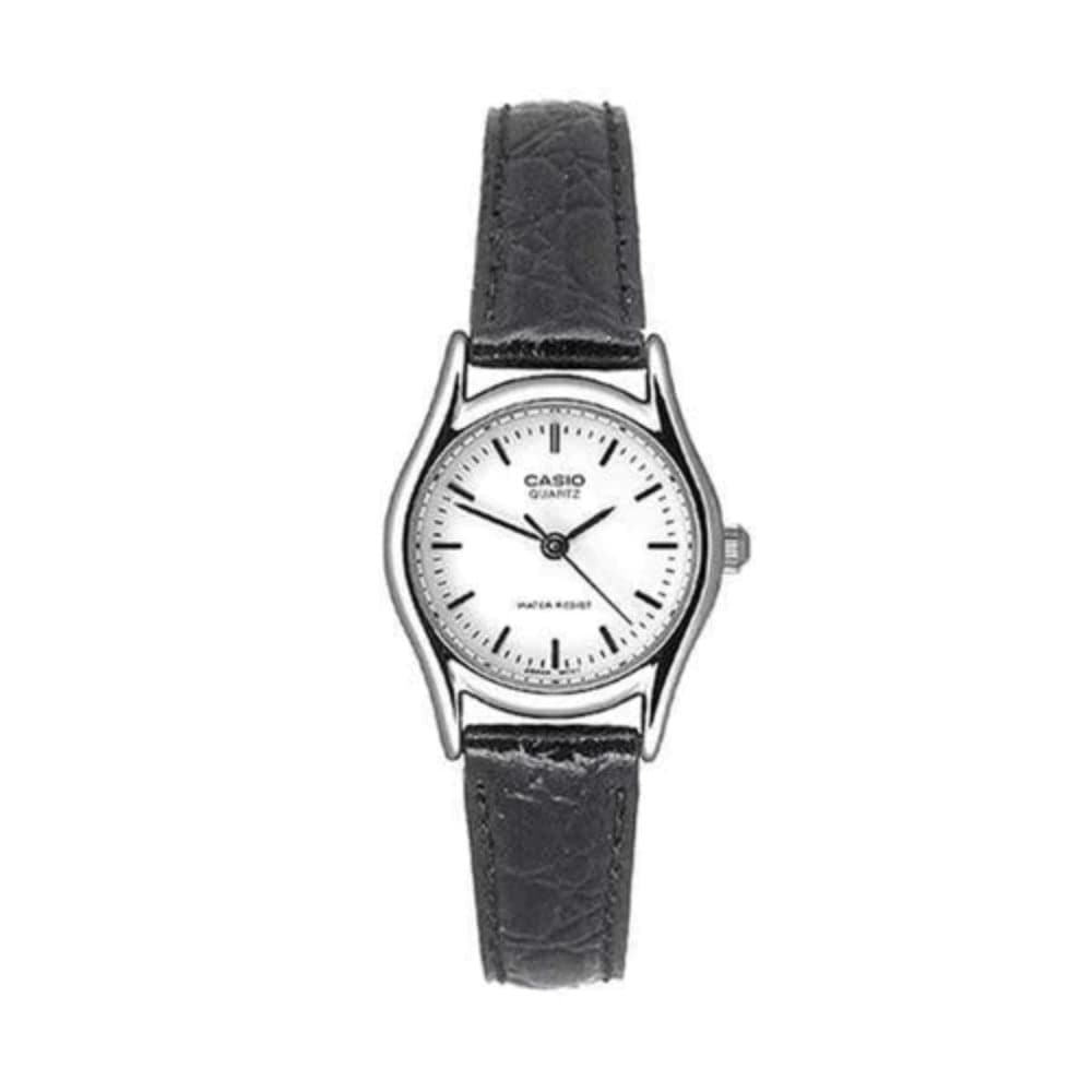 Casio Ltp 1094e 7ardf P Black Leather Strap Womens Watch H2 Hub