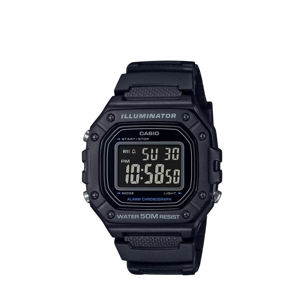 Casio General Standard Digital Black Resin Strap Watch For Men W-218H ...