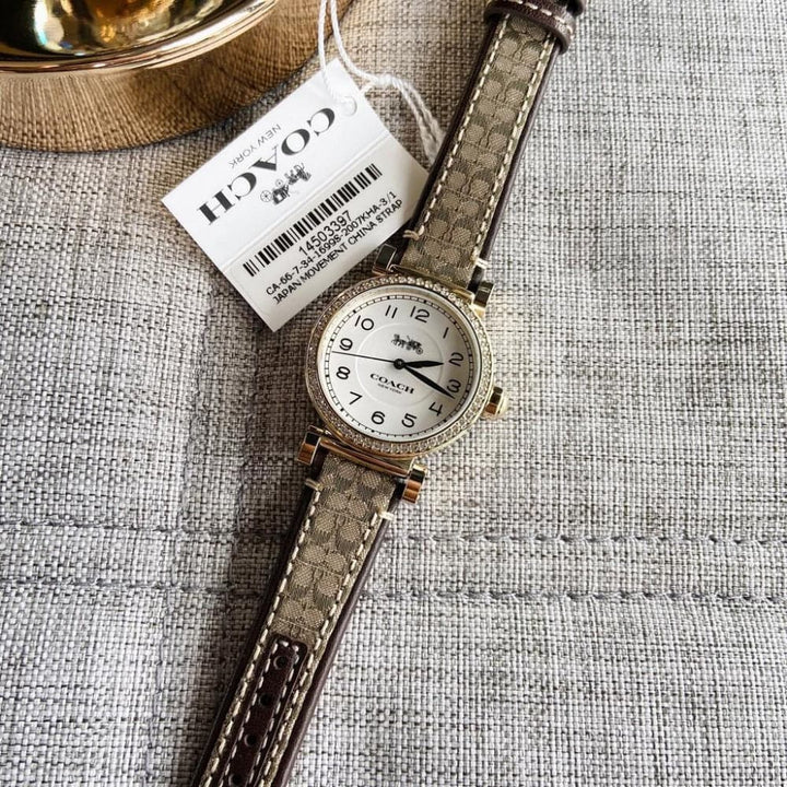 Coach New York White Dial Brown Leather Strap Women Watch 14503397 – H2 Hub