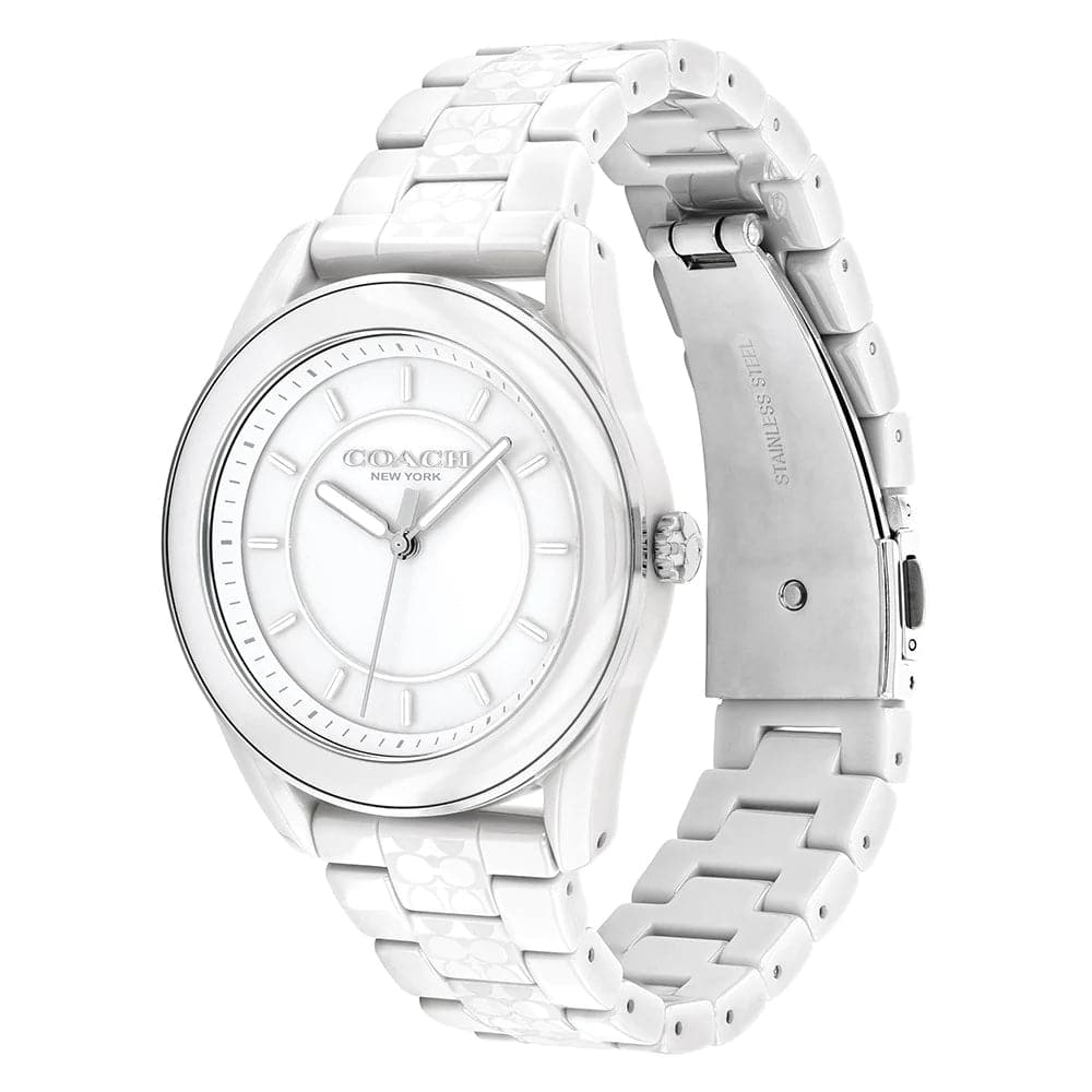 Coach New York Preston White Ceramic Strap Women Watch 14503771 – H2 Hub
