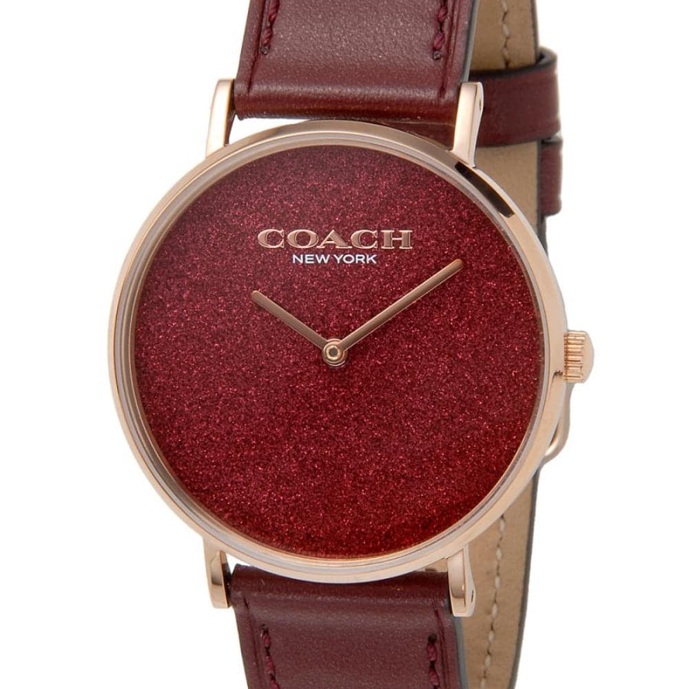 Coach New York Perry Glitter Wine Leather Strap Women Watch 14504079 ...