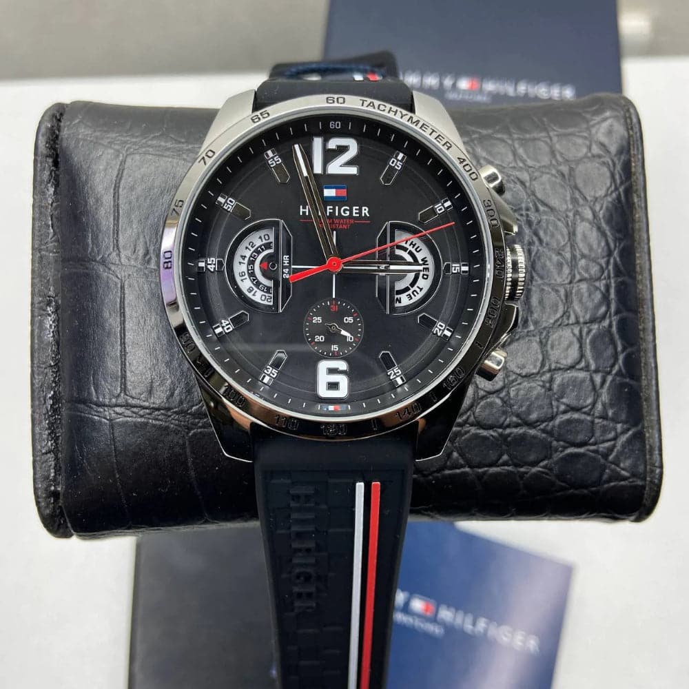 Tommy Hilfiger Sports Black Dial & Silicone Strap Men Watch 1791473 ...
