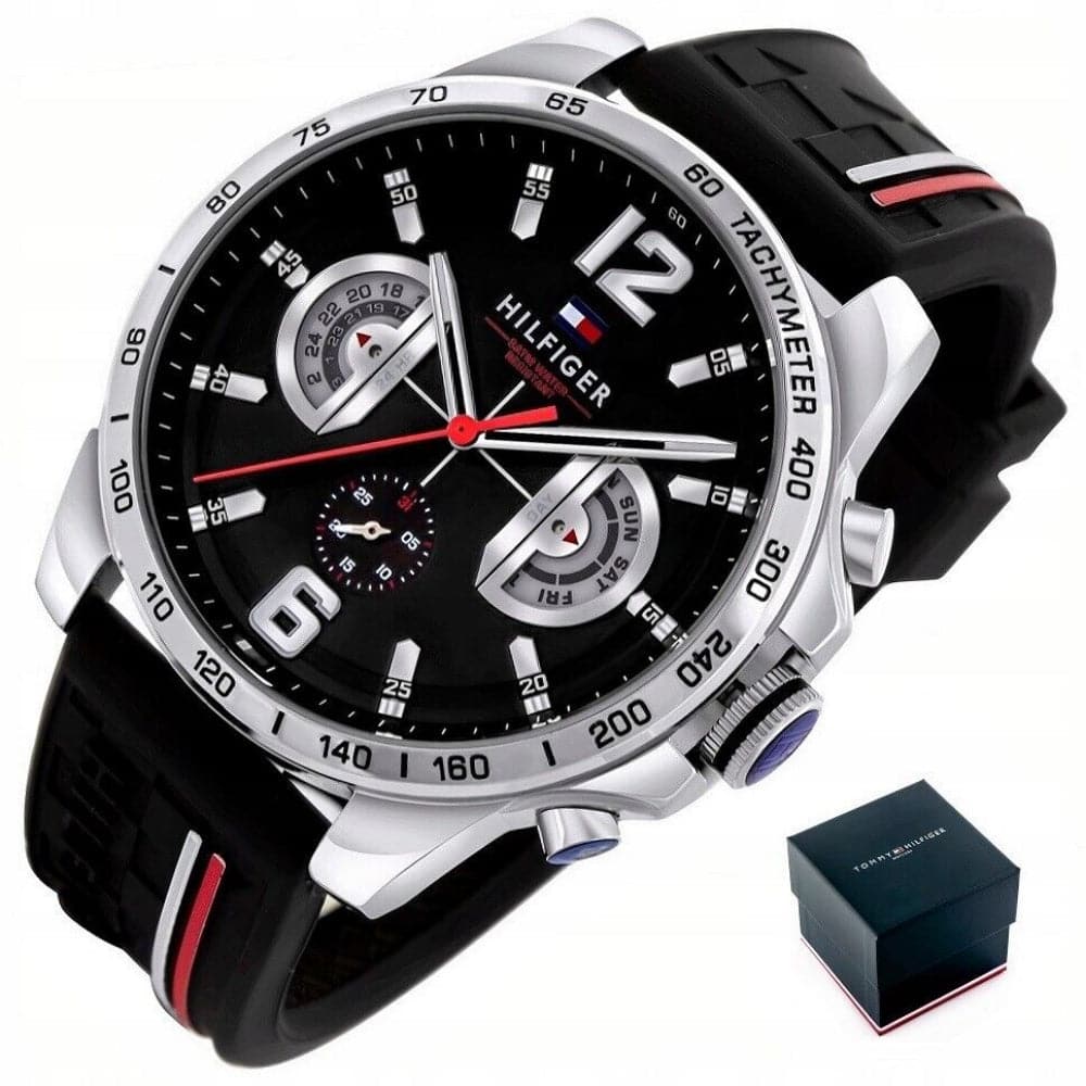 Tommy Hilfiger Sports Black Dial & Silicone Strap Men Watch 1791473 ...