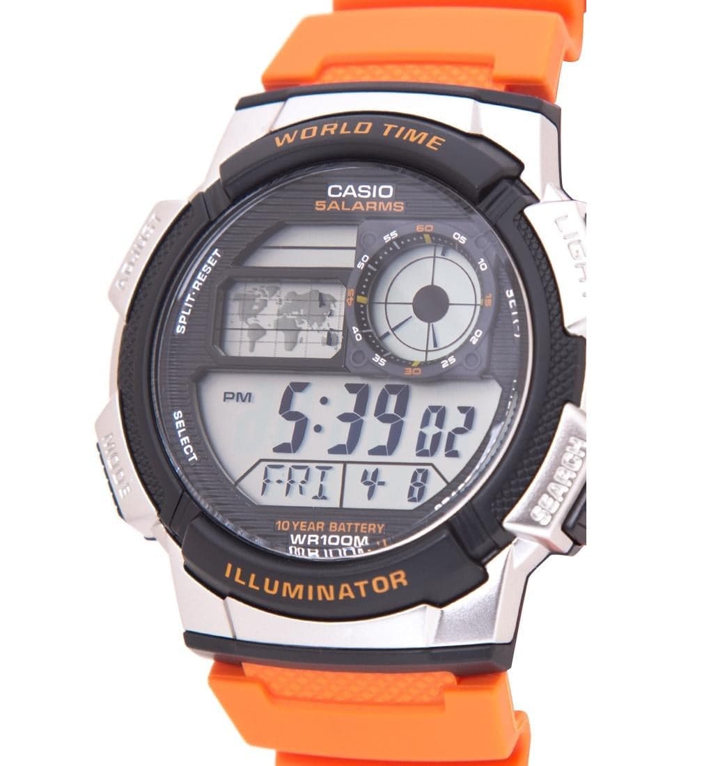 Casio Watch for Men's Orange Rubber Strap 100m Digital AE-1000W-4BVDF- – H2 Hub