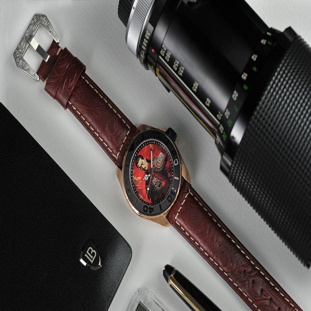 Aries Gold The Regal San Guo Series Red Dial Leather Strap Men Watch G ...