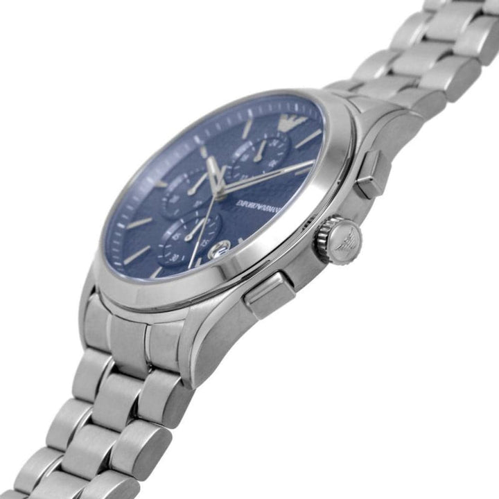 Emporio Armani Chronograph Blue Dial Silver Stainless Steel Men Watch ...