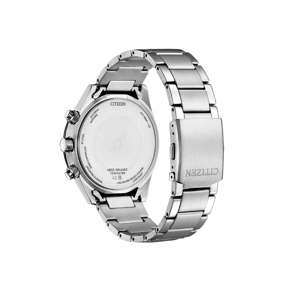 Citizen Eco-Drive Black Dial Silver Stainless Steel Strap Men Watch AT ...