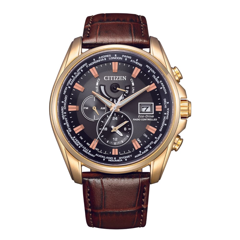 Citizen Eco-Drive Brown leather Strap Men Watch AT9123-13E – H2 Hub