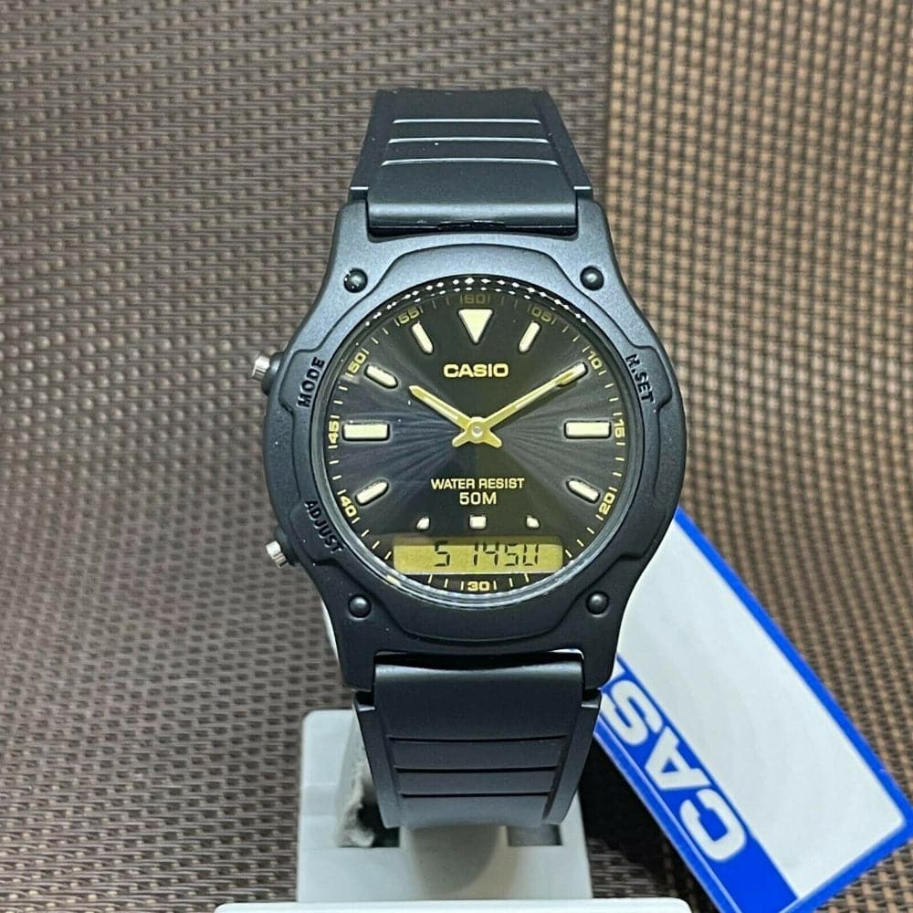 Casio General Analog-Digital Black Dial Resin Strap Men Watch AW-49HE ...