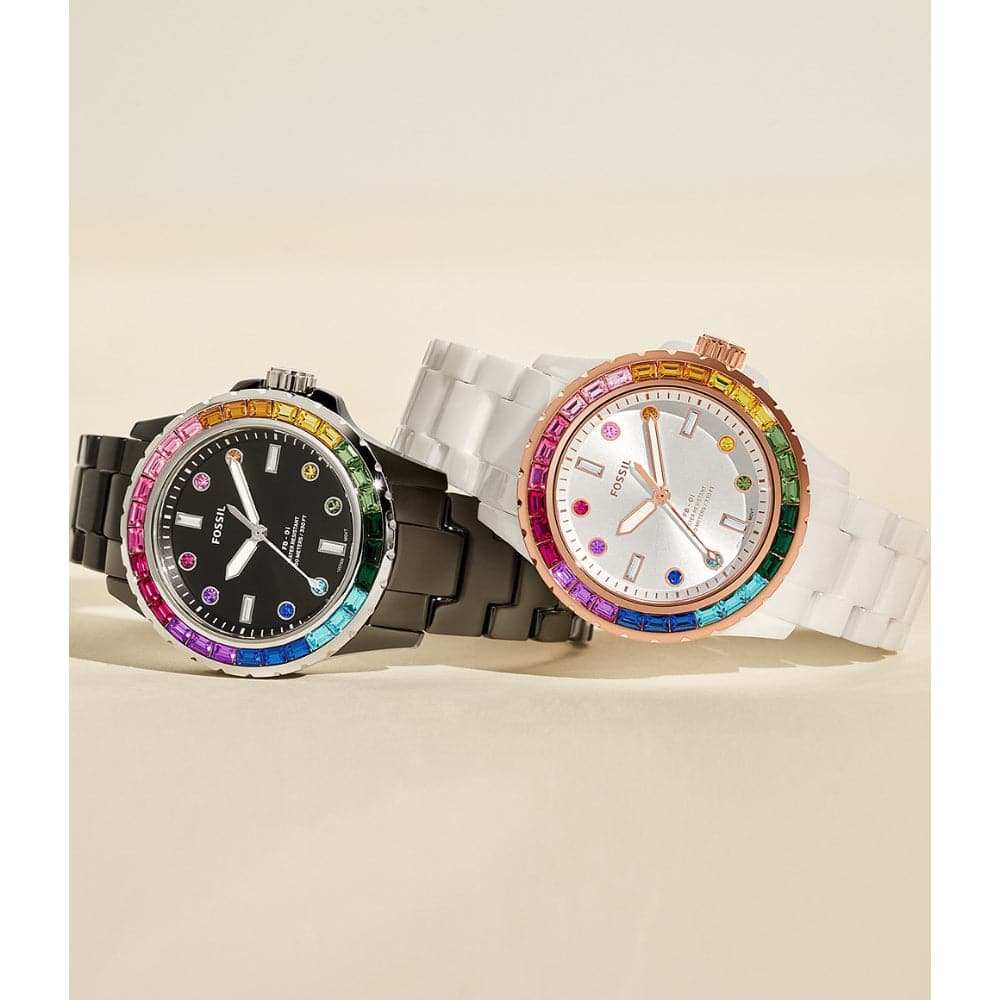 Fossil Silver Dial White Ceramic Strap Women Watch CE1129 – H2 Hub