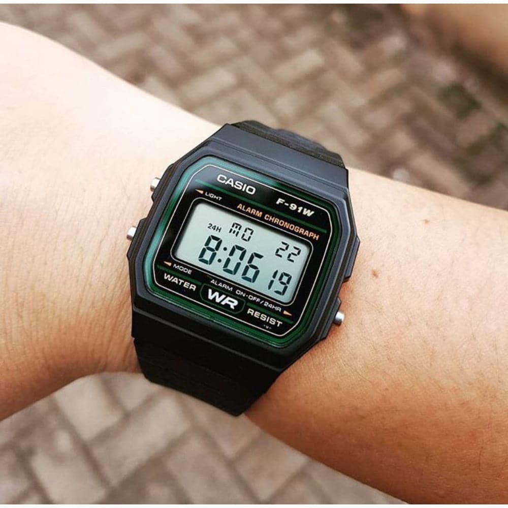 Casio General Digital Black Resin Strap Unisex Watch F-91W-3DG-P – H2 Hub