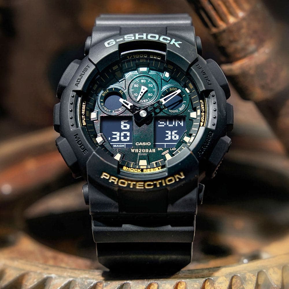 Casio G-Shock Digital-Analogue Black Resin Strap Men Watch GA-100RC-1A ...
