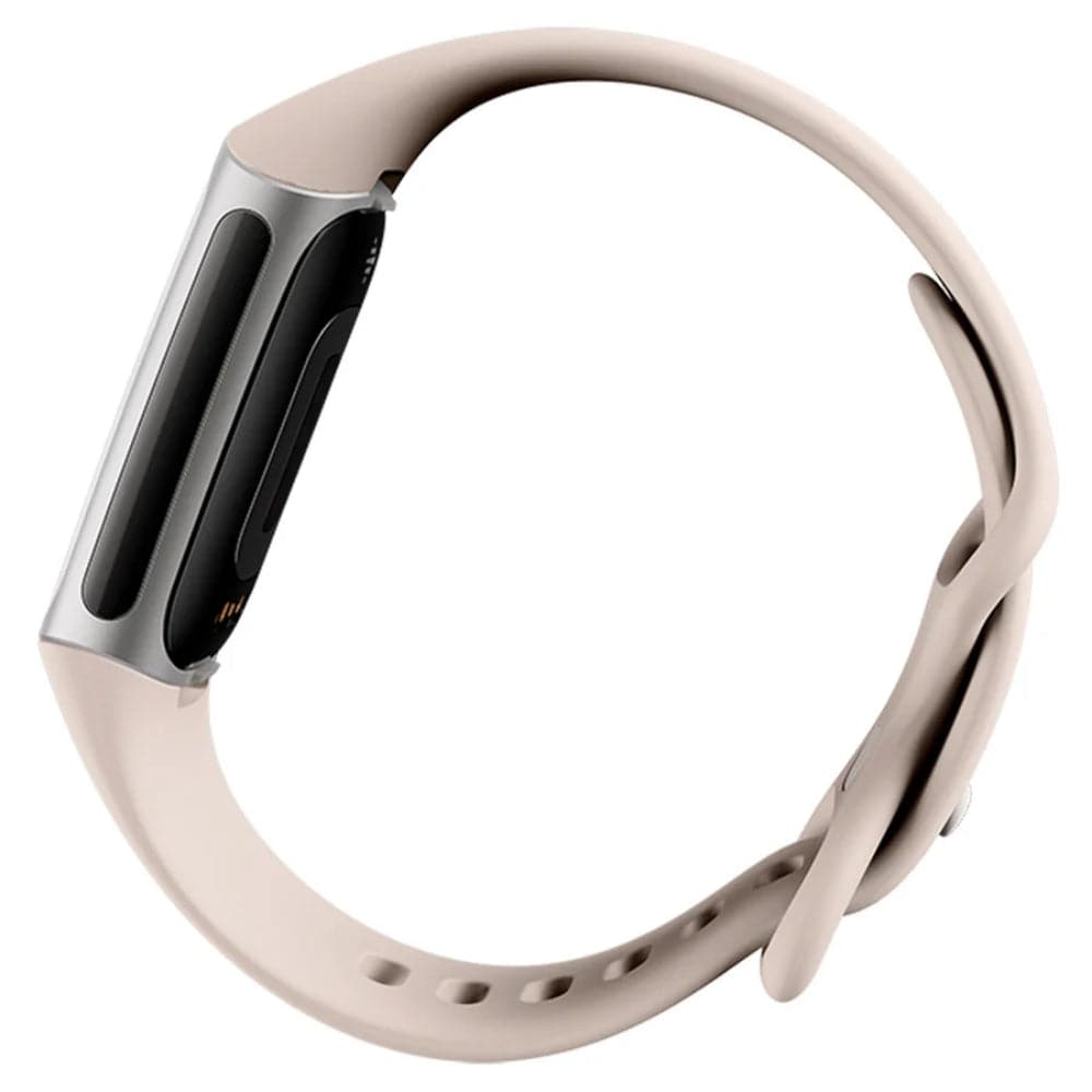 Fitbit Charge 6, Porcelain/Silver Silicone Strap Unisex Smartwatch GA0 ...
