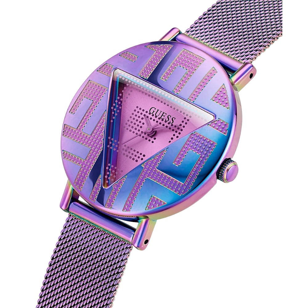 Guess Purple Case Iridescent Stainless Steel/Mesh Women Watch GW0479L1 ...