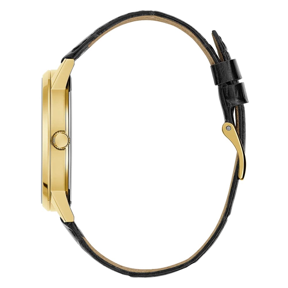 Guess Skeleton Dial Black Leather Strap Men Watch GW0570G1 – H2 Hub