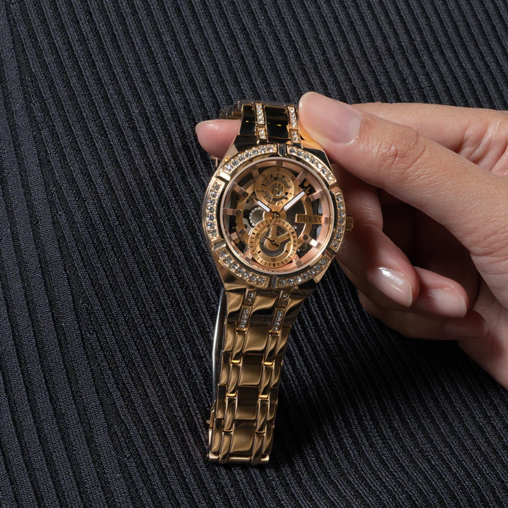 Guess Multifunction Rose Gold Stainless Steel Strap Women Watch GW0604 ...