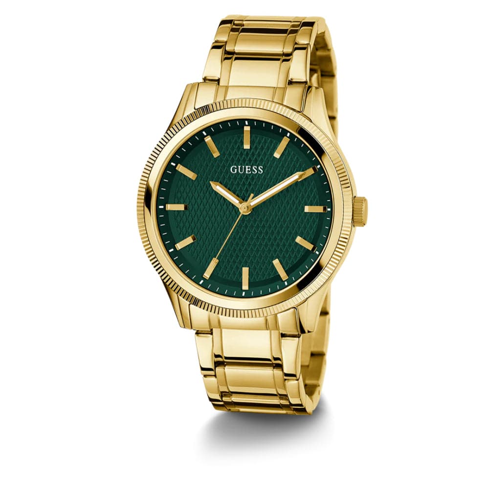 Guess Analog Green Dial Gold Stainless Steel Strap Men Watch GW0626G2 ...