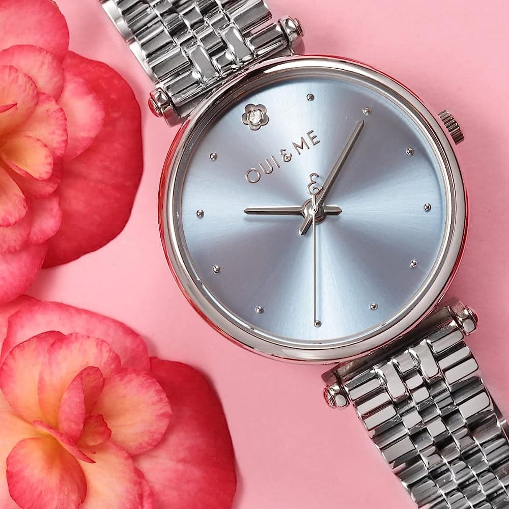Oui & Me Blue Dial Silver Stainless Steel Strap Women Watch ME010293 ...
