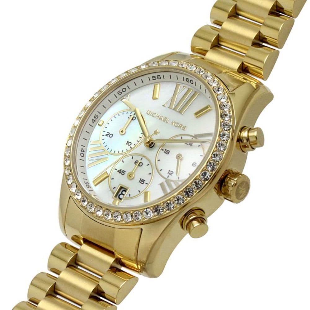 Michael Kors Lexington Chronograph Gold Stainless Steel Strap Women Wa ...