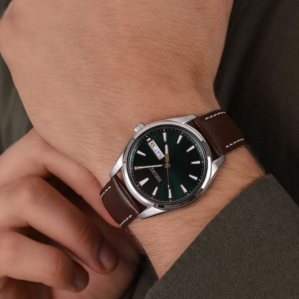 Seiko Classic Green Dial Brown Leather Strap Men Watch SUR449P1P – H2 Hub