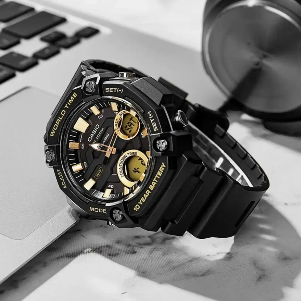 Casio General Black Analog Digital Resin Strap Men Watch AEQ-120W-9AVD ...