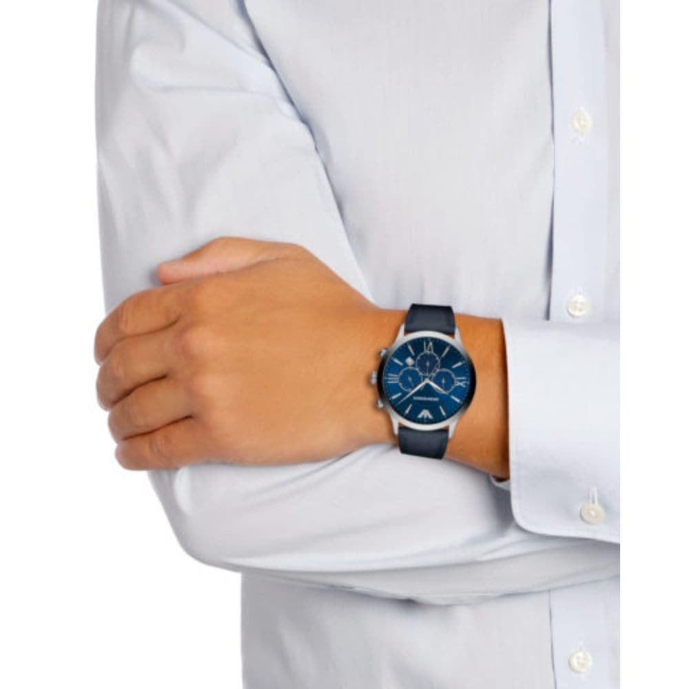 EMPORIO ARMANI AR11226 BLUE LEATHER MEN'S WATCH – H2 Hub