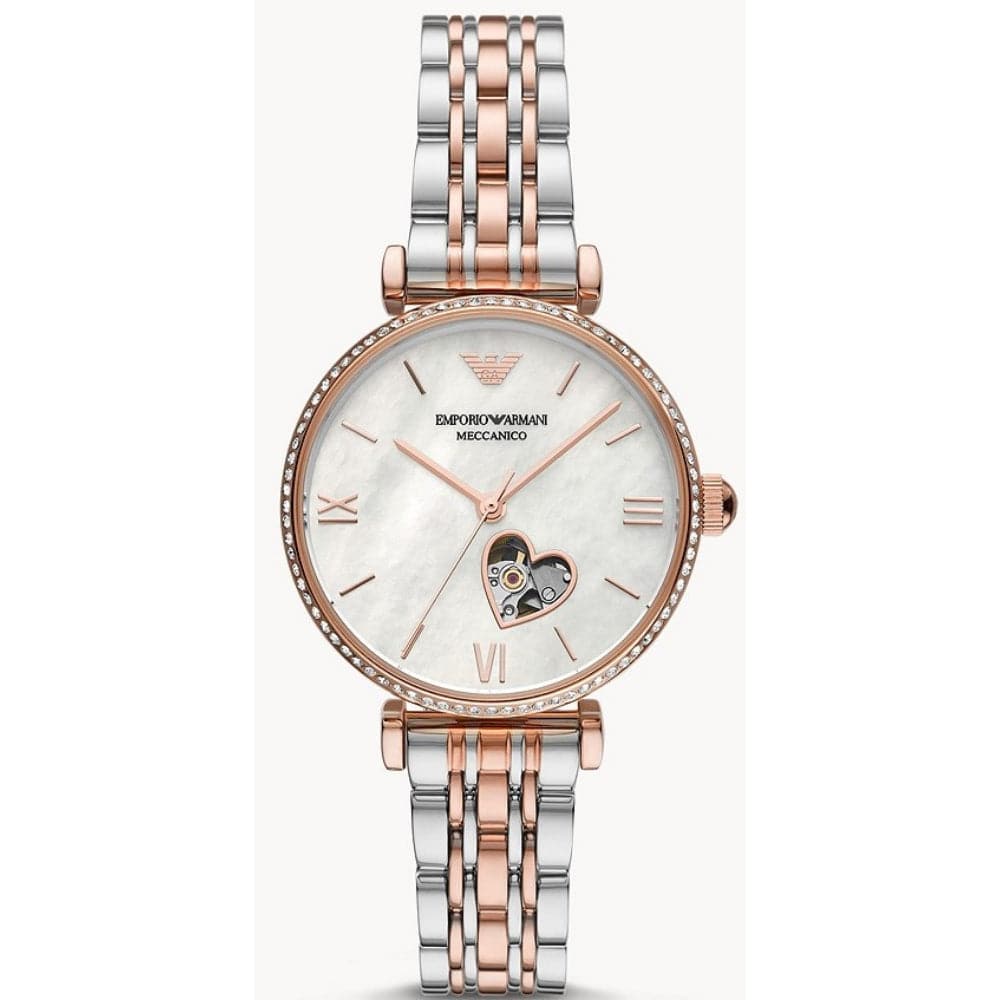 EMPORIO ARMANI MECCANICO AR60049 TWO-TONE STAINLESS STEEL WOMEN WATCH ...