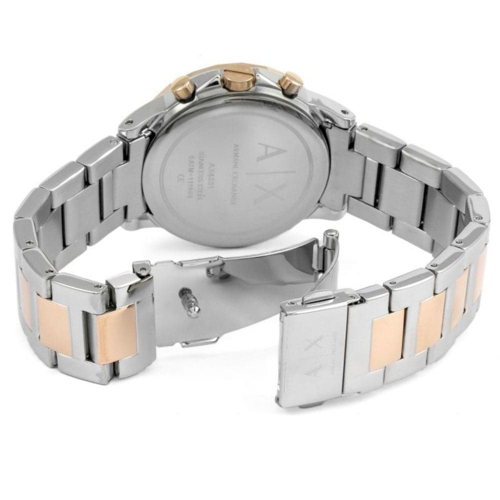 Armani Exchange Chronograph Two-Tone Stainless Steel Strap Women Watch ...