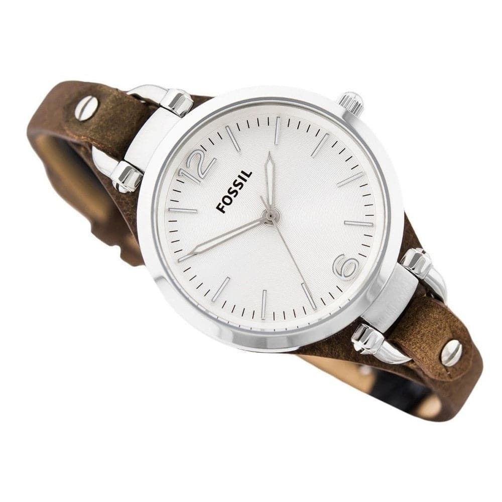 FOSSIL GEORGIA ES3060 BROWN LEATHER STRAP WOMEN'S WATCH – H2 Hub