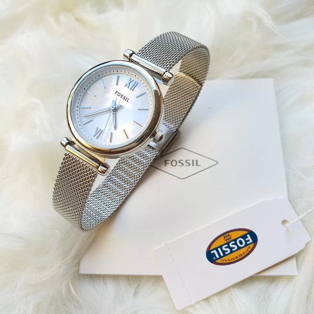 FOSSIL CARLIE MINI ANALOG QUARTZ SILVER STAINLESS STEEL ES4432 WOMEN'S ...
