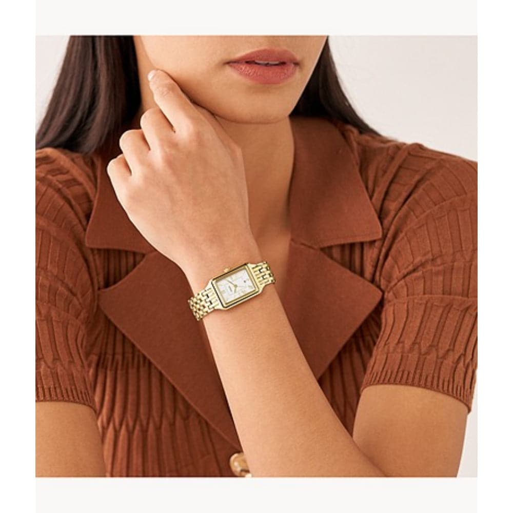 Fossil White Dial And Gold Stainless Steel Strap Women Watch ES5220 ...