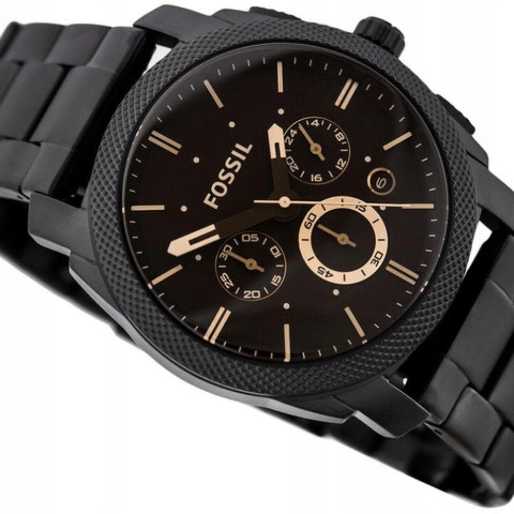 FOSSIL MACHINE MID-SIZE CHRONOGRAPH BLACK STAINLESS STEEL FS4682IE MEN – H2 Hub