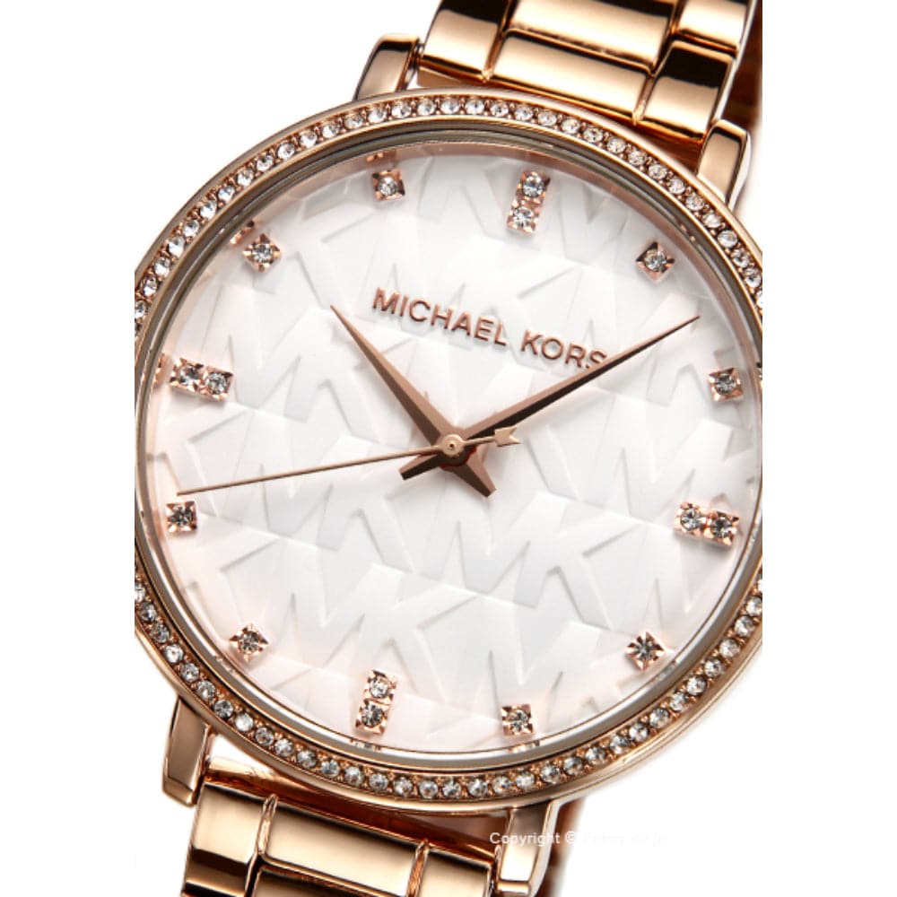 MICHAEL KORS MK4594 CRYSTALS WHITE DIAL ROSE GOLD BRACELET WOMEN'S WAT ...