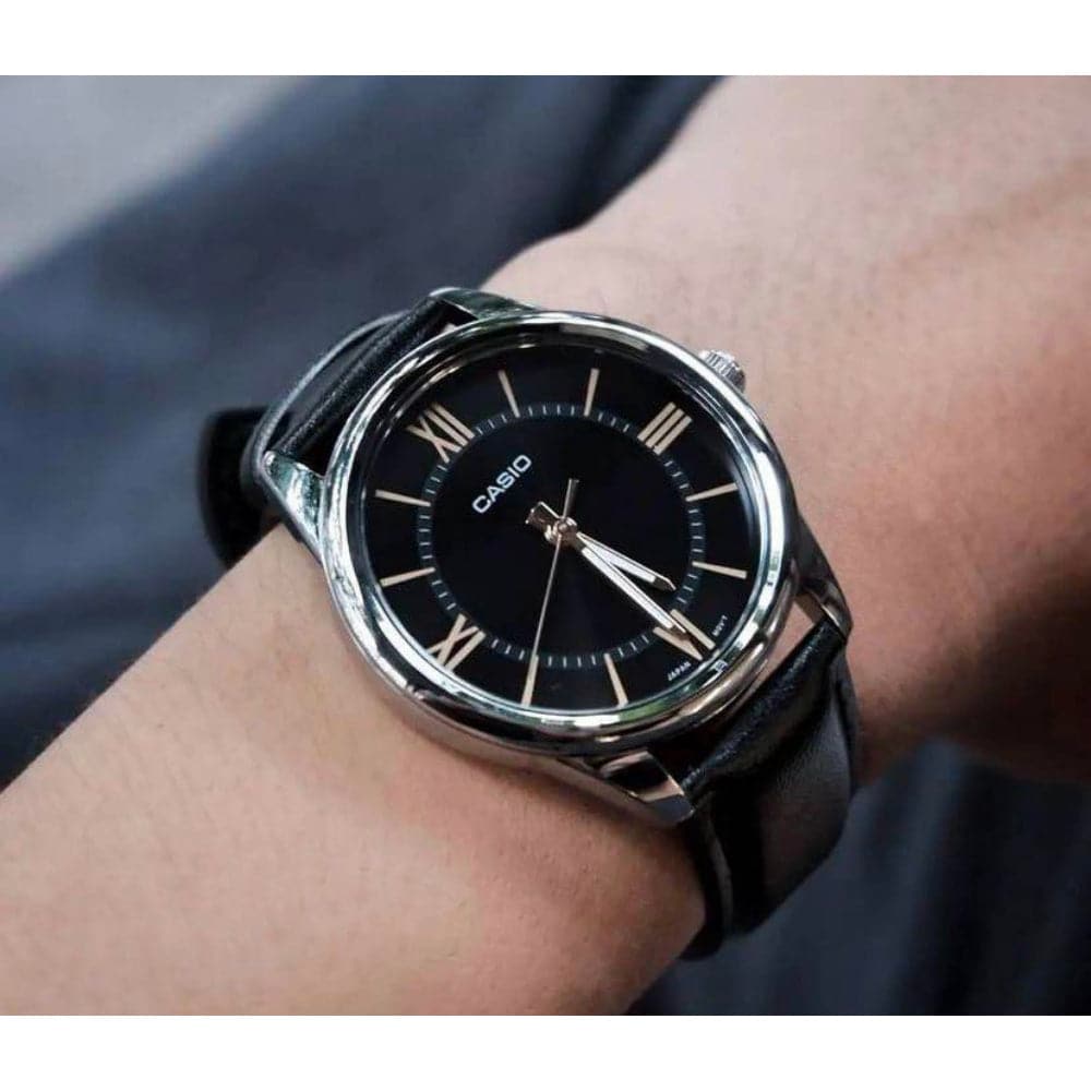 Casio General Black Dial And Leather Strap Men Watch MTP-V005L-1B5UDF ...