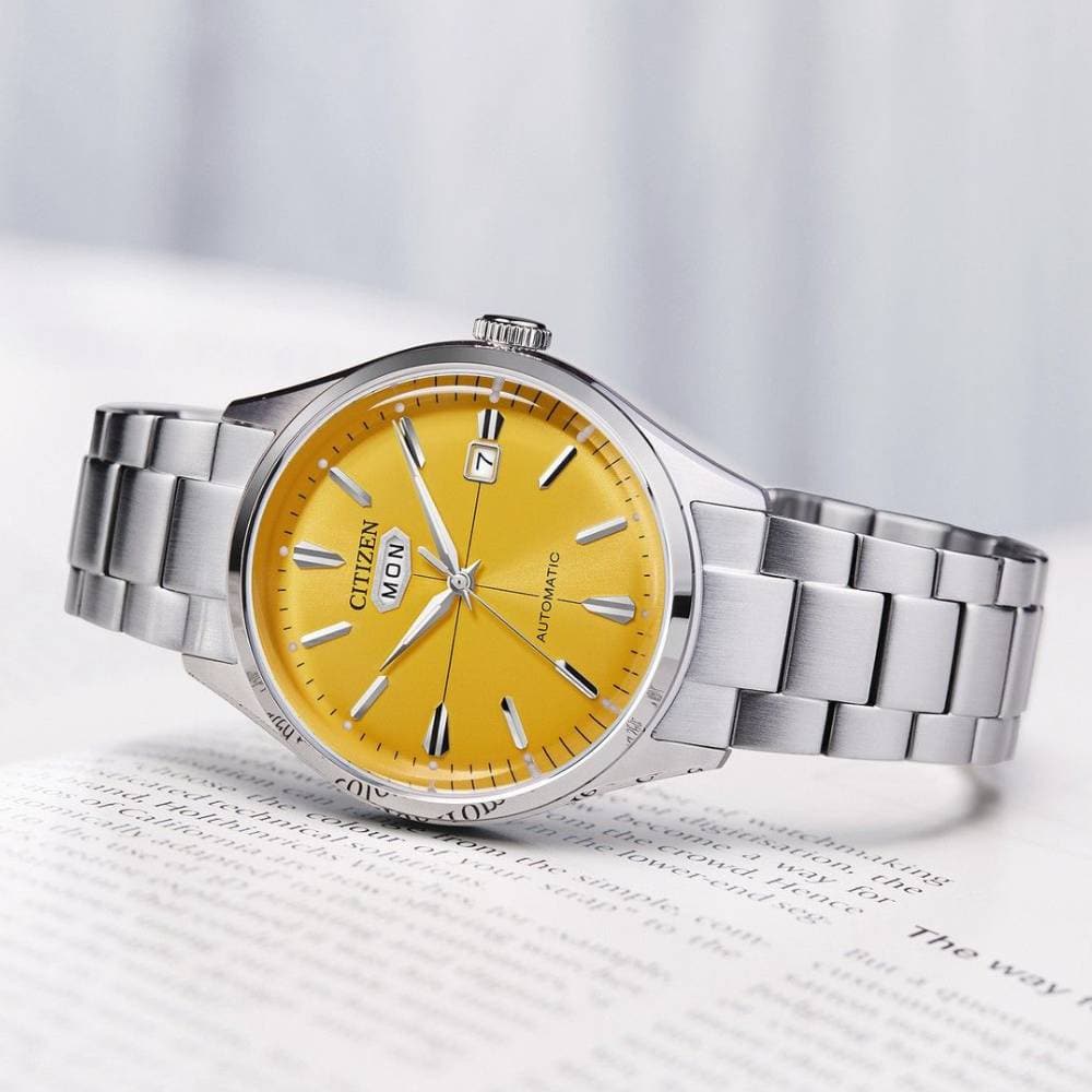 Citizen Automatic Yellow Dial Silver Stainless Steel Men Watch NH8391 ...