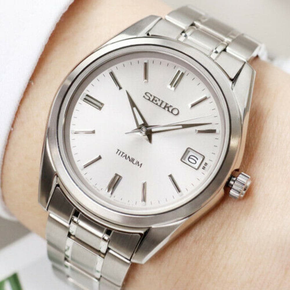 SEIKO TITANIUM SUR369P1 WHITE DIAL STAINLESS STEEL MEN'S WATCH – H2 Hub