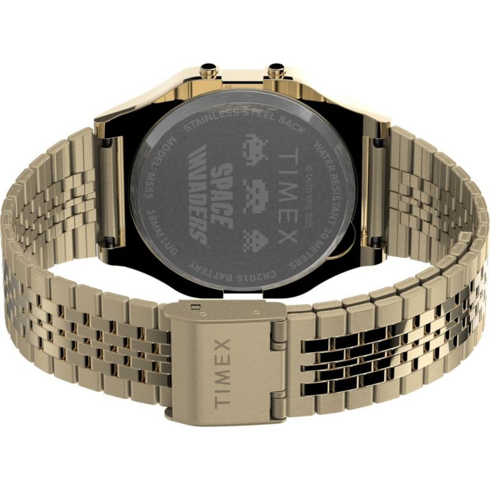 Timex Space Invaders Digital Gold Stainless Steel Strap Men Watch TW2V ...