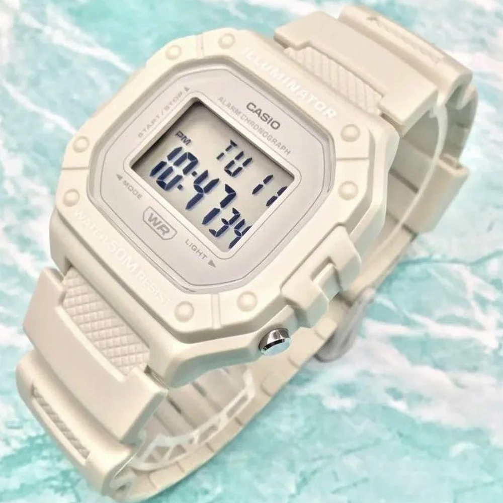 Casio General Digital White Resin Strap Unisex Watch W-218HC-8AVDF-P ...