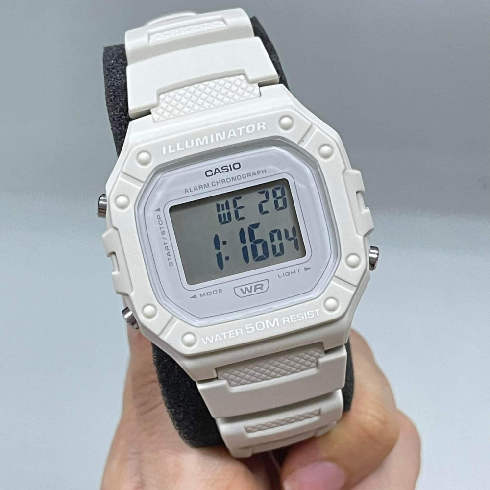 Casio General Digital White Resin Strap Unisex Watch W-218HC-8AVDF-P ...